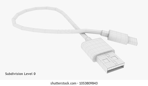 3d Rendering Wireframe Power Usb Cable Stock Illustration 1053809843 ...