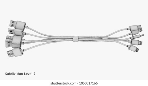 3d Rendering Wireframe Set Power Usb Stock Illustration 1053817166 ...
