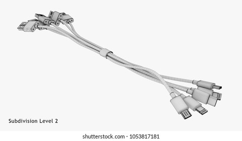 3d Rendering Wireframe Set Power Usb Stock Illustration 1053817181 ...