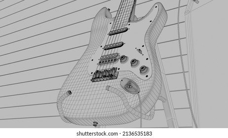 3d Rendering Wireframe View Guitar Stock Illustration 2136535183 ...