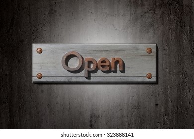 3d Rendering Word Open On Signboard Stock Illustration 323888141 ...