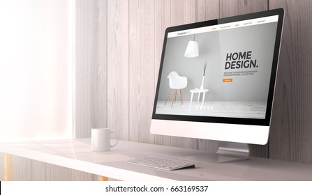 3d Rendering Workspace Interior Design Website Stock Illustration ...