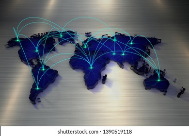 3d Rendering World Map Connected By Stock Illustration 1390519118 ...