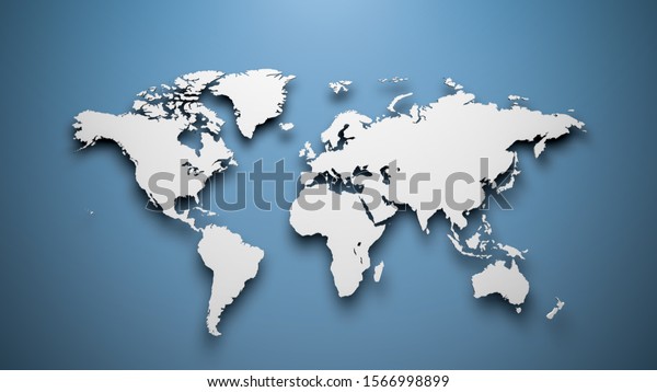 3d Rendering Worldmap On Blue Background Stock Illustration 1566998899 ...