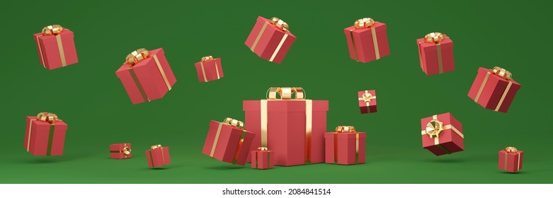 3d Rendering Wrapped Gift Box Floating Stock Illustration 2084841514 ...