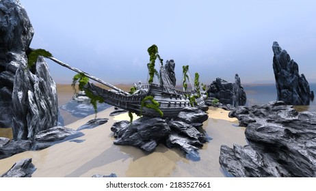 3d Rendering Wrecked Ship Stock Illustration 2183527661 | Shutterstock