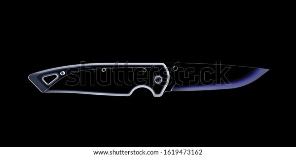 3d Rendering Xray Pocket Knife Isolated Stock Illustration 1619473162