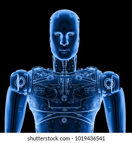 3d Rendering Xray Robot On Black Stock Illustration 1019436541 ...