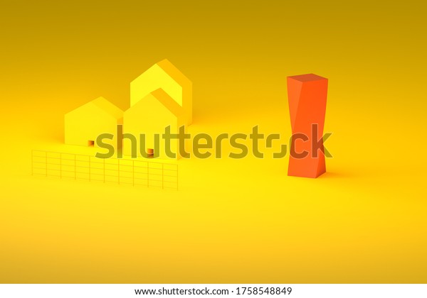 3d Rendering Yellow Farm Modern Red Stock Illustration 1758548849