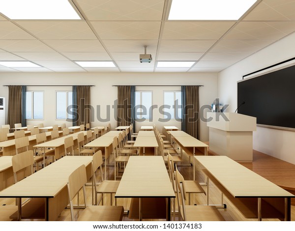 3d Renderingmodern School Classroom Design: ilustrações stock ...