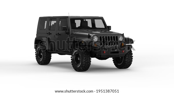 3d Renderings Various Angle Black Jeep: ภาพประกอบสต็อก 1951387051 ...