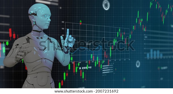 3d Robot Trading Graph Chart Background: ilustrações stock 2007231692 ...