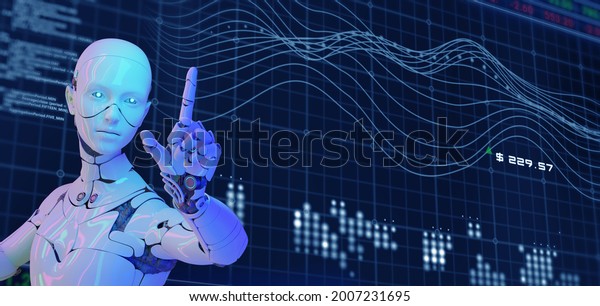 3d Robot Trading Graph Chart Background Stock Illustration 2007231695 ...