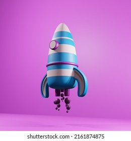 3d Rocket On Purple Background 3d Stock Illustration 2161874875 ...