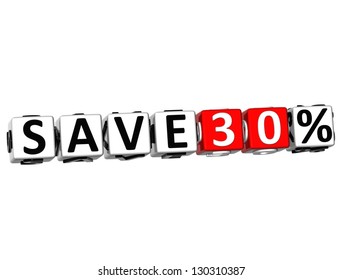 3d Save 30 Button Click Here Stock Illustration 130310387 | Shutterstock