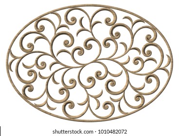 3d Scroll Floral Oval Floral Pattern Stock Illustration 1010482090