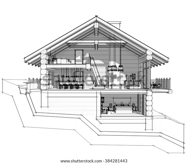 3d Section We Cut House Half Stock Illustration 384281443