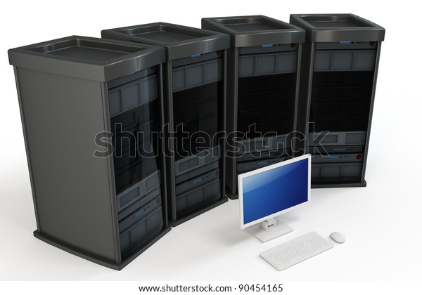 3d Servers Computer Terminal On White Stock Illustration 90454165 ...