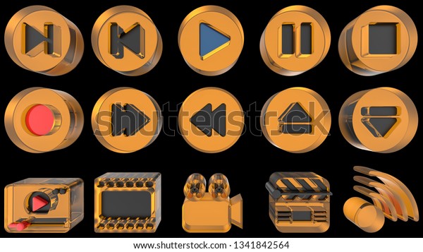 3d Set Media Icons 3d Rendering Stock Illustration 1341842564 ...