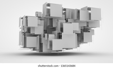 3d Sets Fragments Exploded Cubes Space Stock Illustration 1365143684 ...