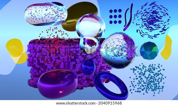 3d Shapes Made Different Materials Levitating Stock Illustration ...