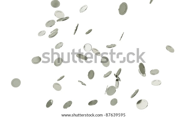 3d Silver Coins Falling Raining Appreciation Stock Illustration 87639595