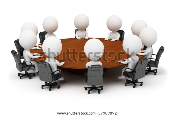 3d Small People Session Behind Round Stock Illustration 57909892