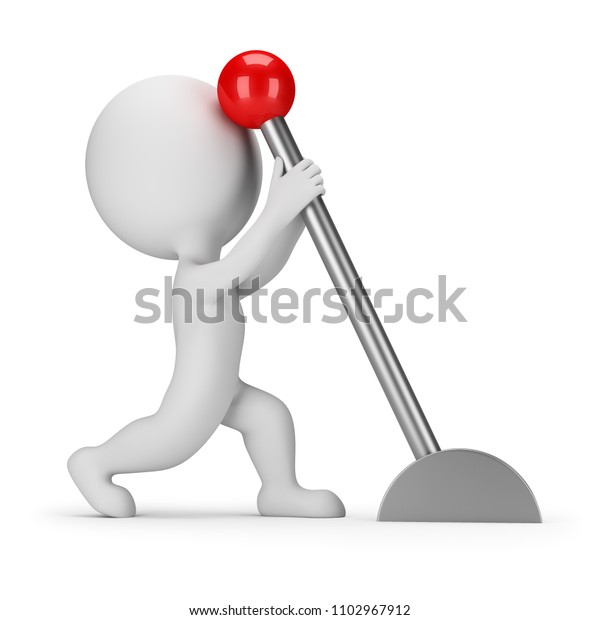 3d Small Person Pulling Lever 3d Stock Illustration 1102967912 ...