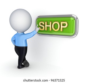 3d Small Person Pushing Button Shop Stock Illustration 96371525 ...