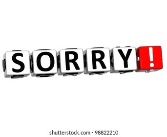 3d Sorry Block Cube Text On Stock Illustration 98822210 | Shutterstock