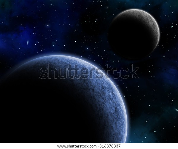 3d Space Background Fictional Planets Night Stock Illustration ...
