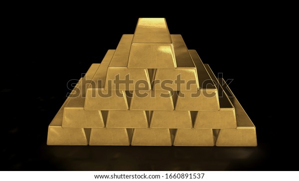 3d Stack Gold Bars Pyramid Shape Stock Illustration 1660891537 ...
