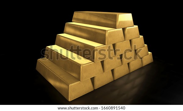 3d Stack Gold Bars Pyramid Shape Stock Illustration 1660891540
