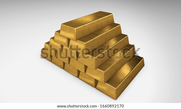 3d Stack Gold Bars Pyramid Shape Stock Illustration 1660892170 ...