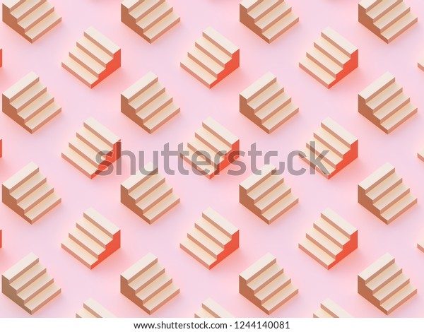 3d Stairs Pattern Background Pastel Cream Stock Illustration 1244140081 ...