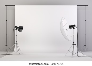 3d Studio Setup Lights White Background Stock Illustration 224978701 ...