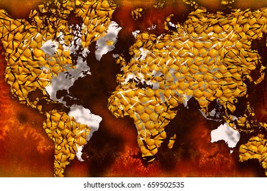 3d Textured Destroyed World Map Stock Illustration 659502535 | Shutterstock