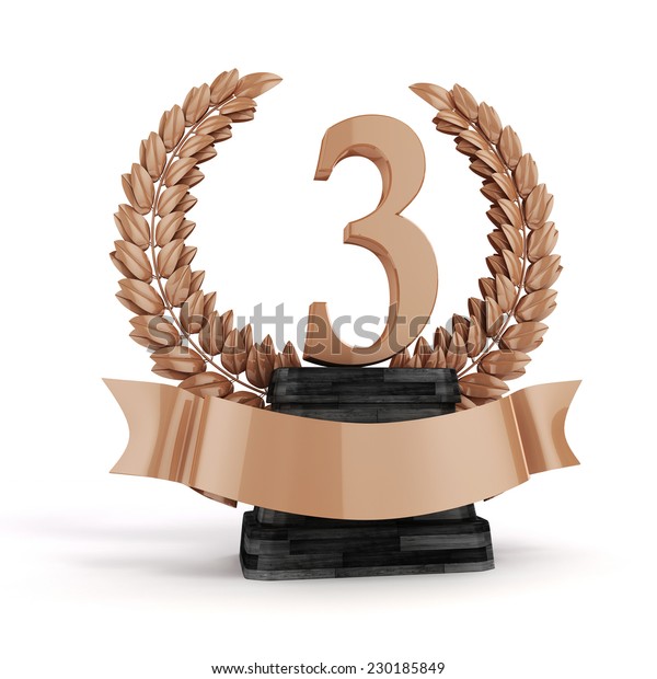 3d Third Place Bronze Trophy Laurel Stock Illustration 230185849 ...