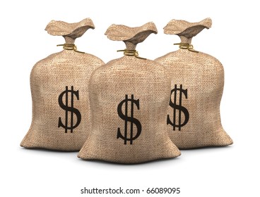 3d Three Dollar Sacks Isolated On Stock Illustration 66089095 ...