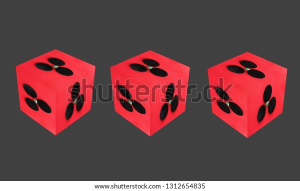 3d Three Red Cubes Black Circles Stock Illustration 1312654835 ...