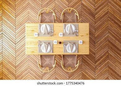 3d Top View Render Dinner Table Stock Illustration 1775340476