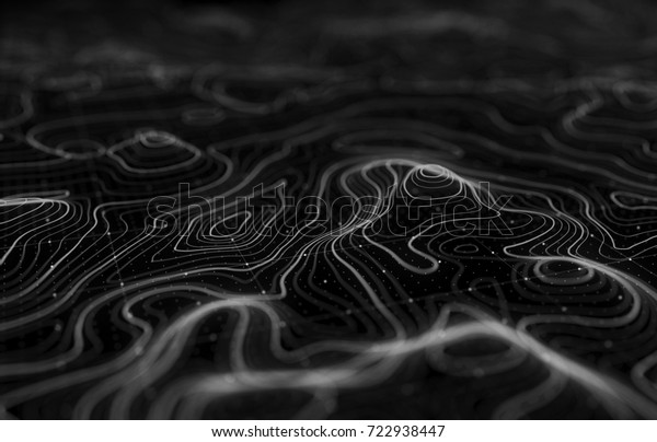 3D Topographic map background concept. Topo contour map. Rendering ...