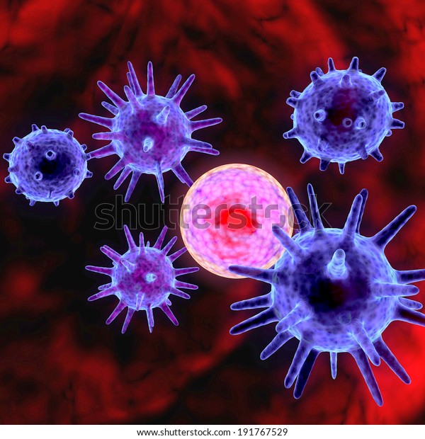 3d Virus Attacking Cell Microscopic View Stock Illustration 191767529