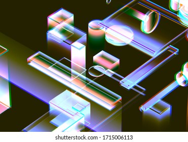 3d Visualization Data Glitch Technology Background Stock Illustration ...