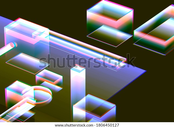 3d Visualization Data Glitch Technology Background Stock Illustration ...