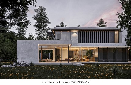 3d Visualization Modern House House Large Stock Illustration 2201305345 ...