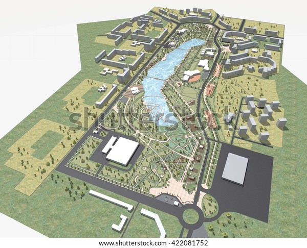 3d Visualization Rendering Architecture Park Stock Illustration 422081752