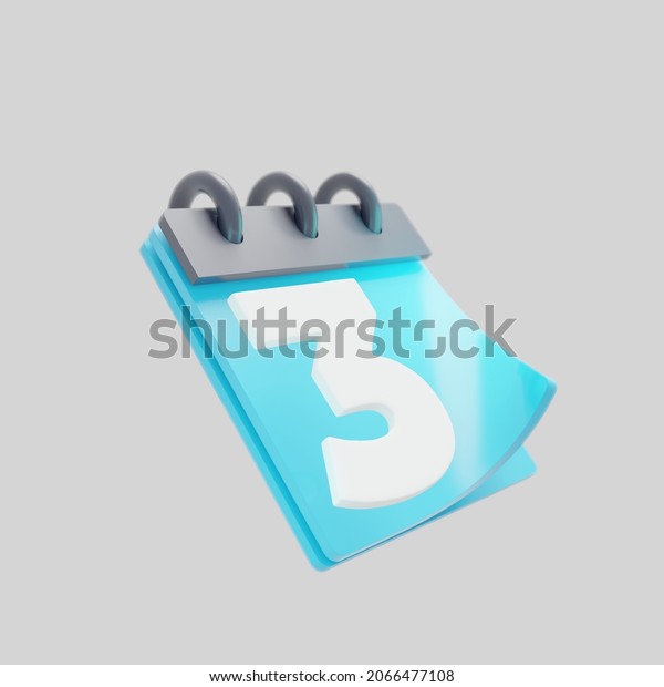 3d Visualization Stylized Calendar Icon Date Stock Illustration 2066477108