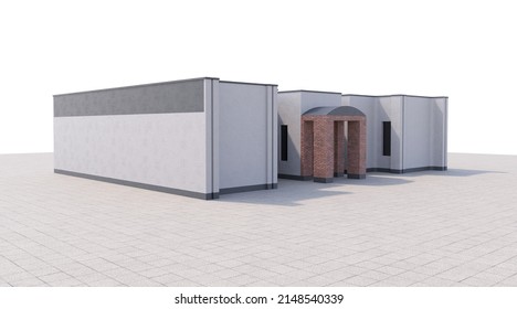 3d Visualization Warehouse Exterior 3d Render Stock Illustration ...
