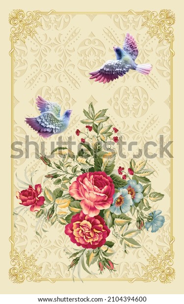 3d Wallpaper Bright Background Frame Watercolor: ภาพประกอบสต็อก ...